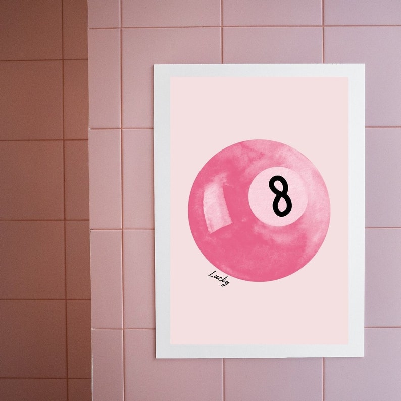 Retro Pink 8 Ball Print: Lucky Vintage Pool Art (digital Download) - Etsy
