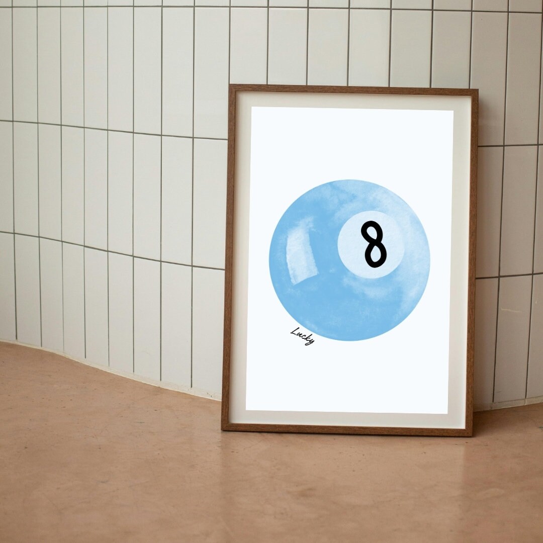 Lucky 8 Ball Wall Art, Modern Kitchen Decor, Trendy Wall Art, Vintage ...