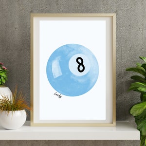 Lucky 8 Ball Wall Art, Modern Kitchen Decor, Trendy Wall Art, Vintage ...