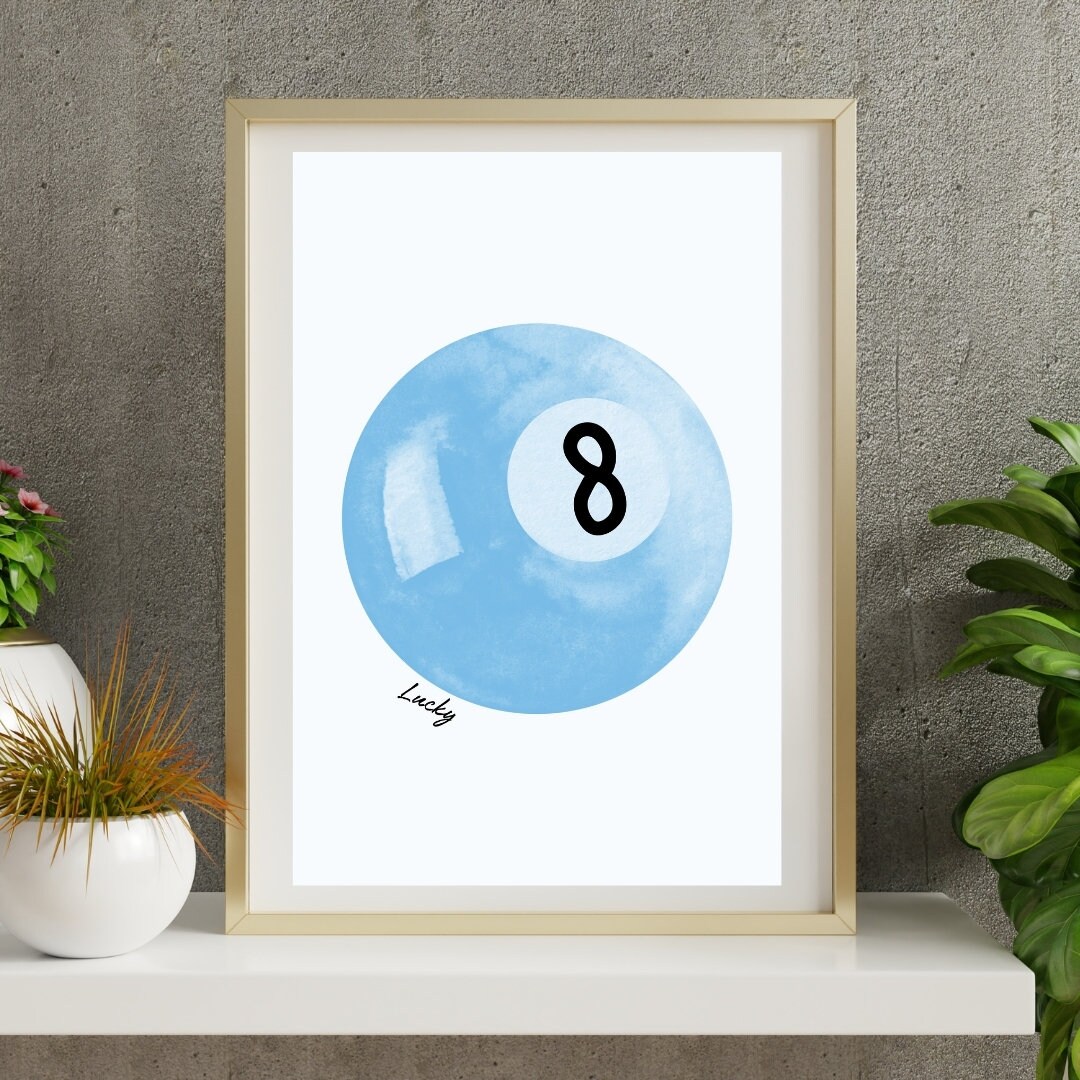 Lucky 8 Ball Wall Art, Modern Kitchen Decor, Trendy Wall Art, Vintage ...