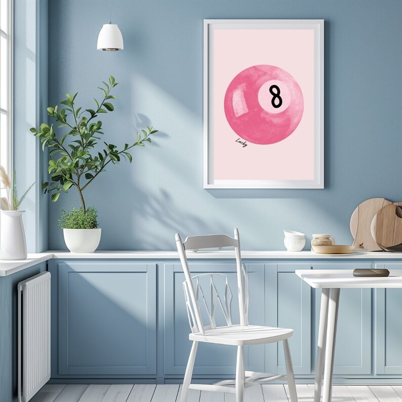 Retro Pink 8 Ball Print: Lucky Vintage Pool Art (digital Download) - Etsy