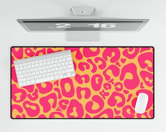 Pink Leopard Print Desk Mats Desk Mat for Computer Leopard Print Mat ...