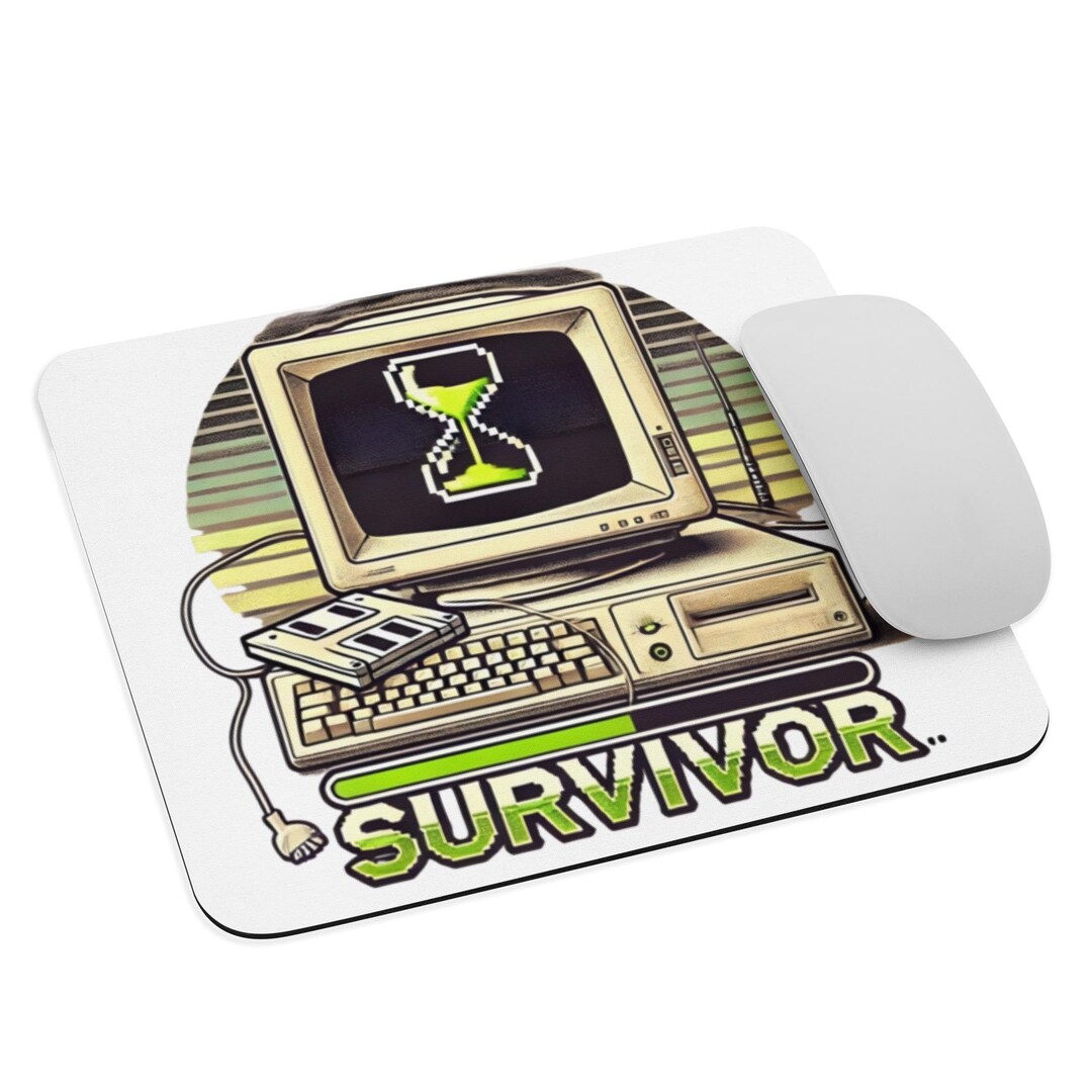 Retro Computer Survivor Mouse Pad – Vintage 80s Computer Art With ...