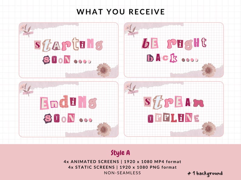 Scrapbook Stream Scenes Animated Twitch Overlay - Start, Be Right Back ...