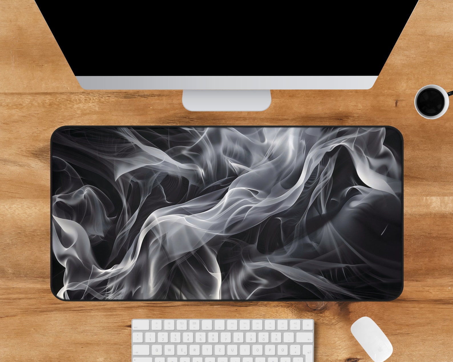 Minimalist Desk Mat Abstract Art Monochrome Aesthetic Desk Pad Smoke ...