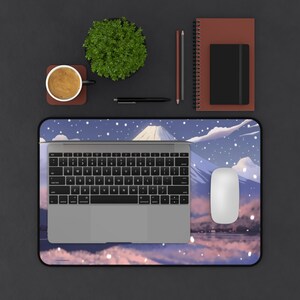 Mt Fuji Nature Desk Mat Anime Lofi Desk Mat Winter Art Japan Mountain ...