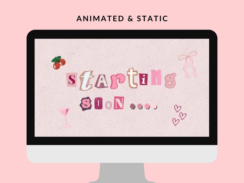 Pink Scrapbook Twitch Overlays Stream Scenes Animated - Start, Be Right ...