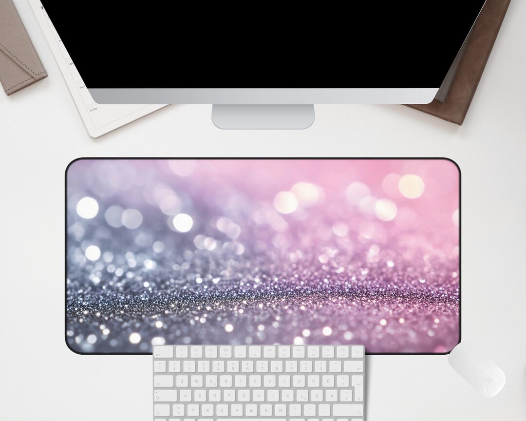 Pink Purple Glitter Desk Mat Sparkly Shiny Deskpad Shimmering Vibrant ...