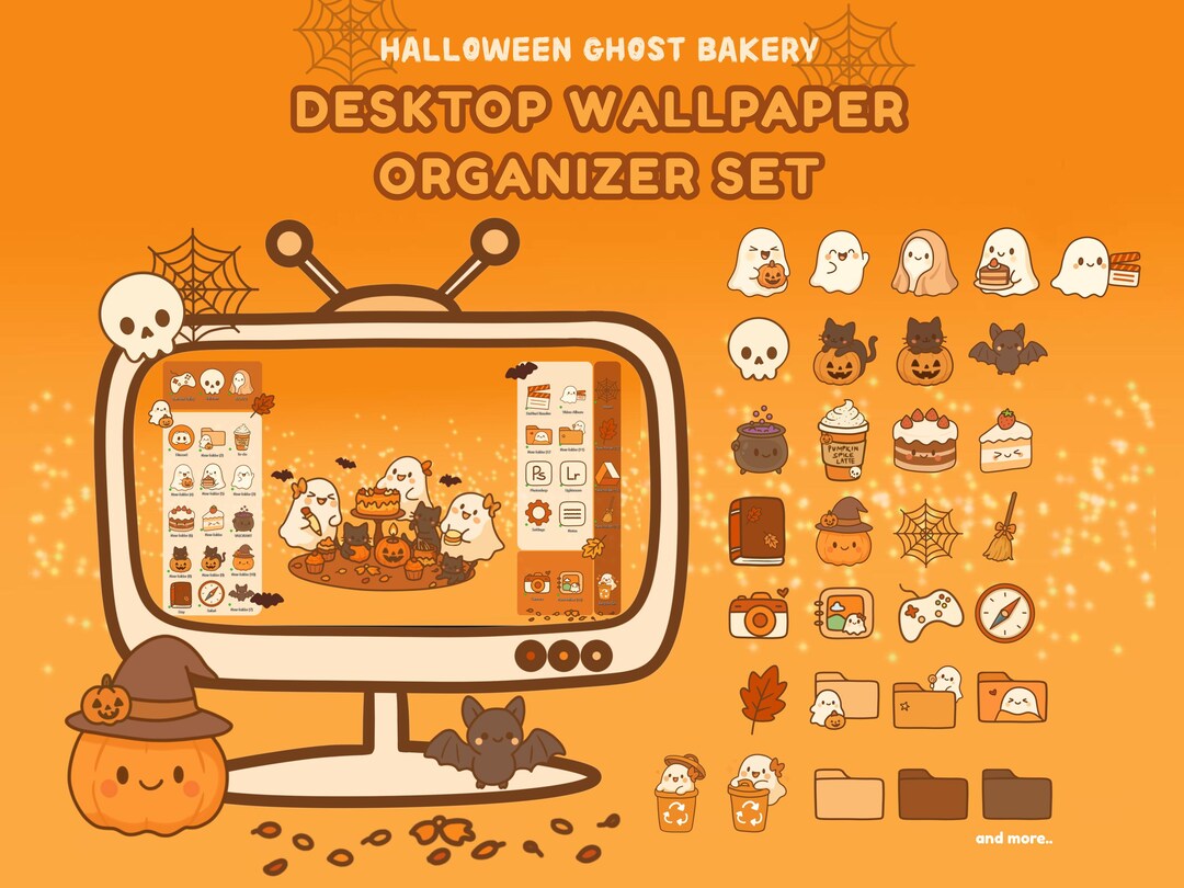 Halloween Bakery Desktop Wallpaper Organizer Set Theme | Icons ...