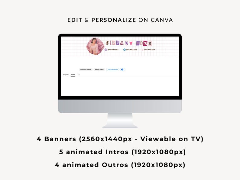 Pink Beige Scrapbook Youtube Branding Kit - Youtube Banner, Intro ...