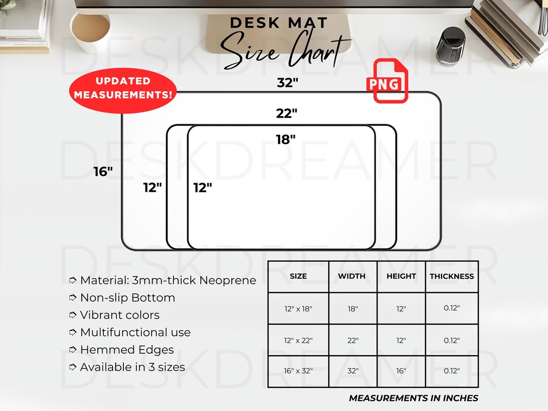 Desk Mat Size Chart Mockup, Minimalist Gaming Mousepad SPOKE Printify ...