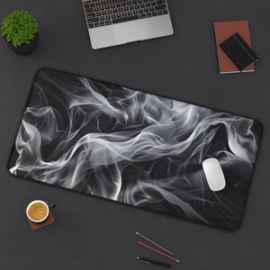 Minimalist Desk Mat Abstract Art Monochrome Aesthetic Desk Pad Smoke ...