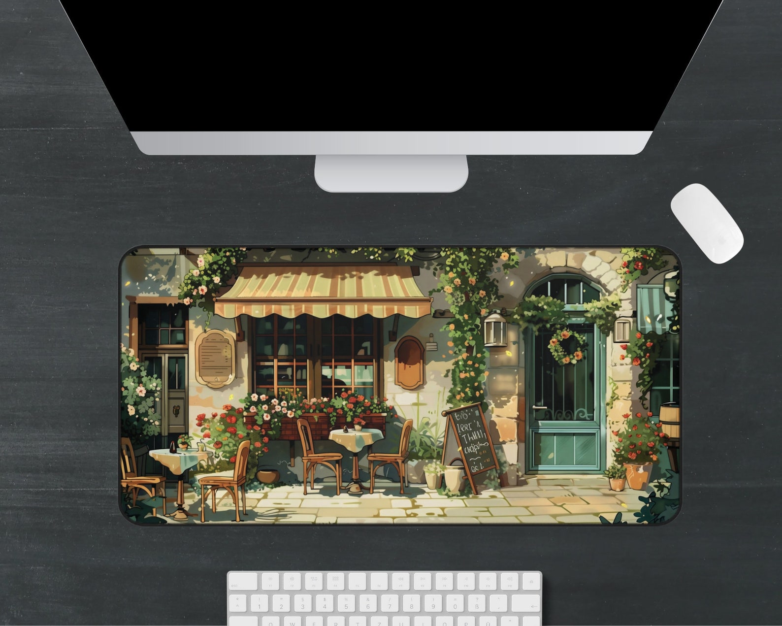European Cafe Desk Mat Floral Bistro French Themed Bakery Desk Pad ...