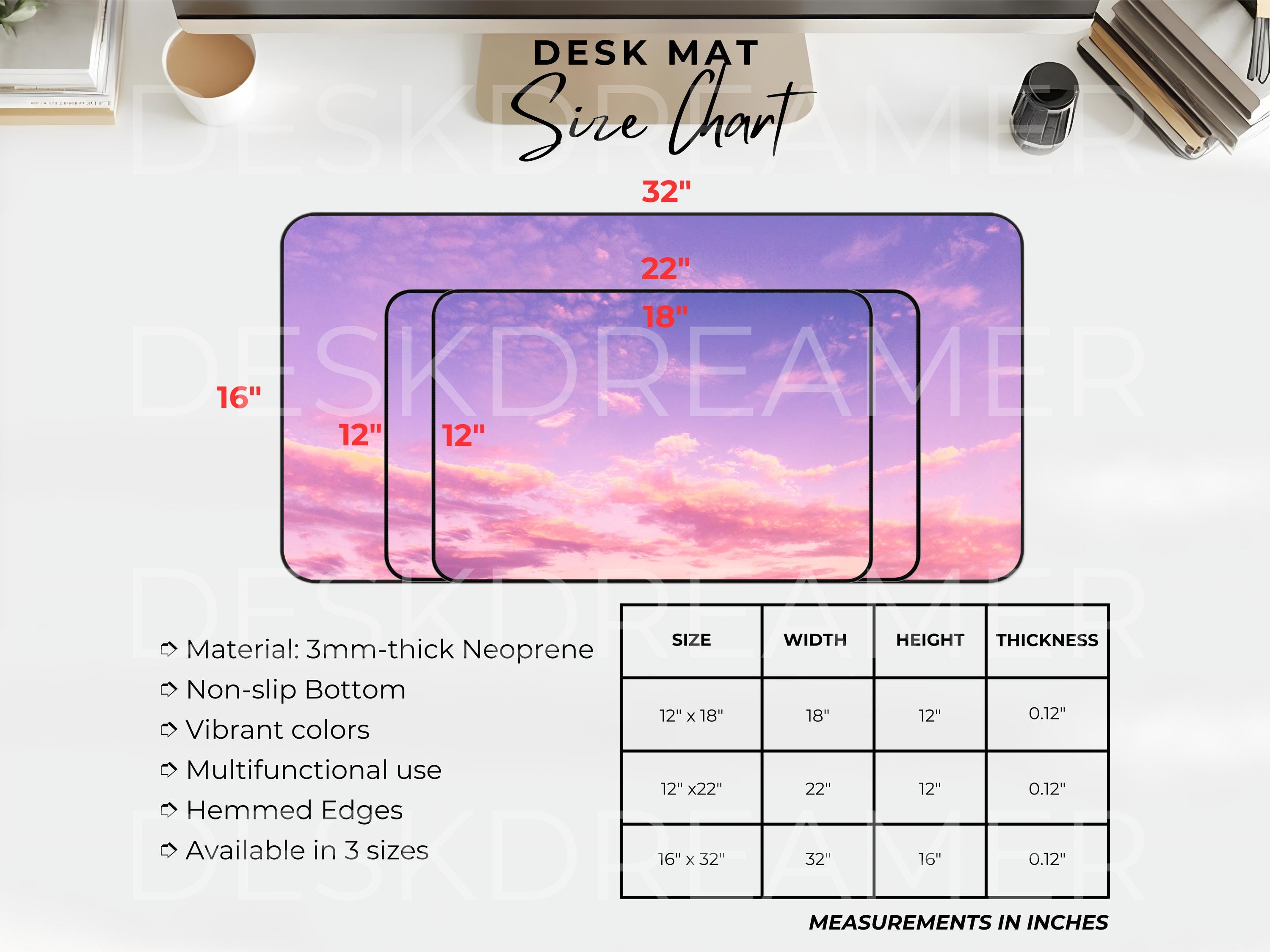Desk Mat Size Chart Mockup, Gaming Mousepad Printify POD Oversized ...