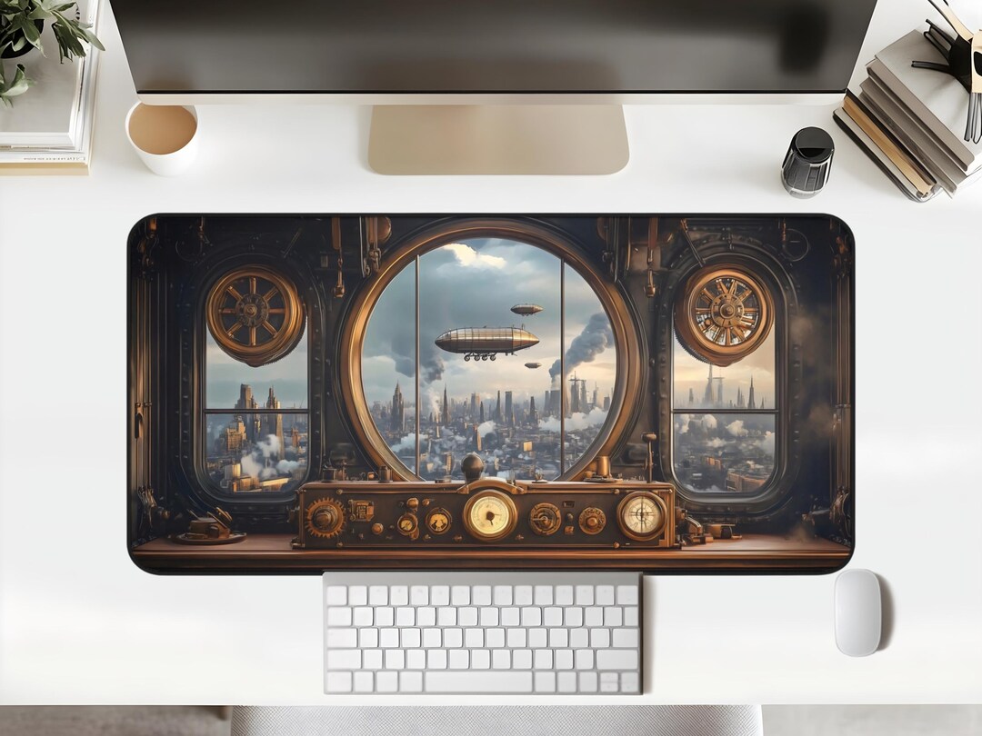 Steampunk Control Panel Desk Mat Sci-fi Futuristic Vintage Deskpad ...