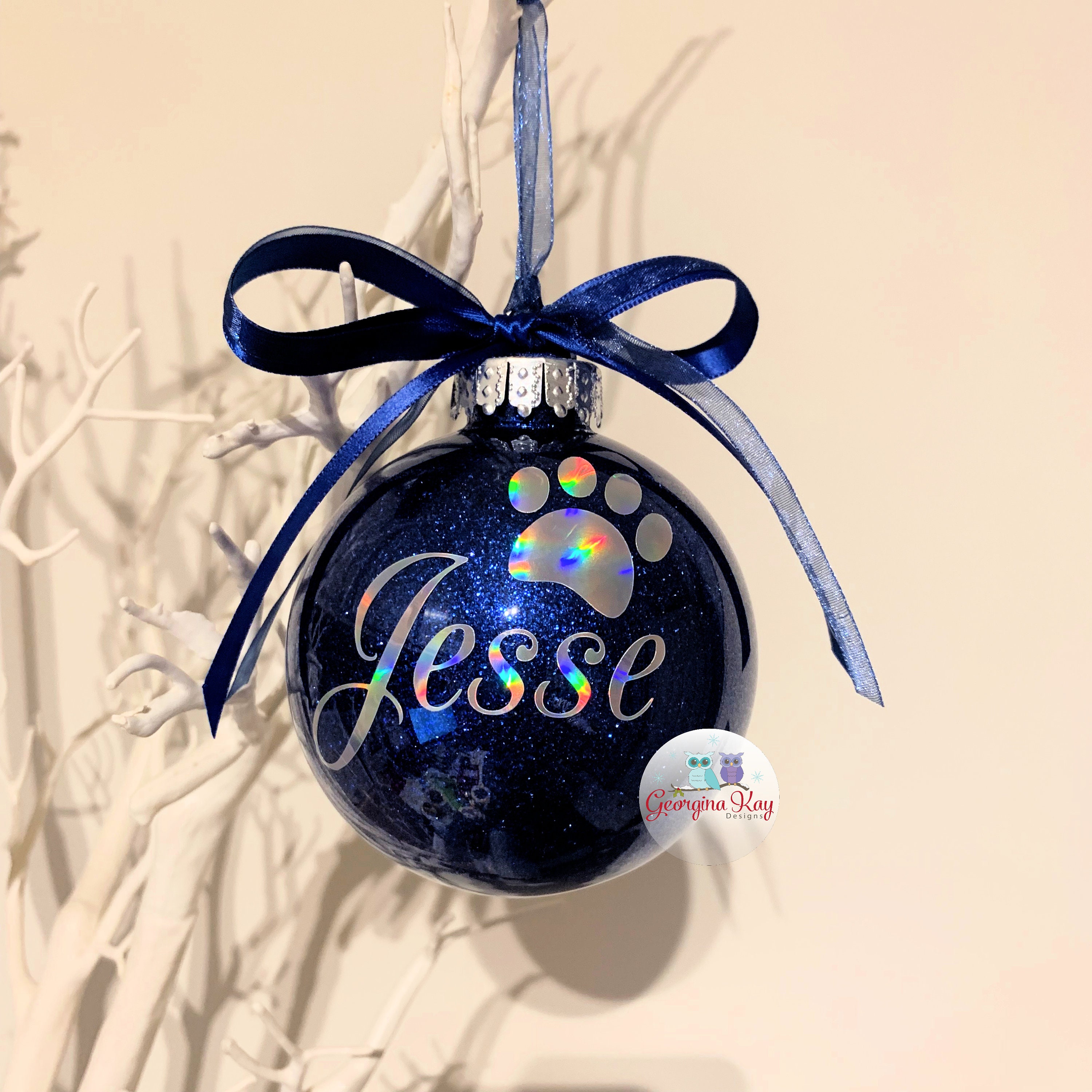 Personalised Paw Print Christmas Bauble Dog Bauble Cat | Etsy