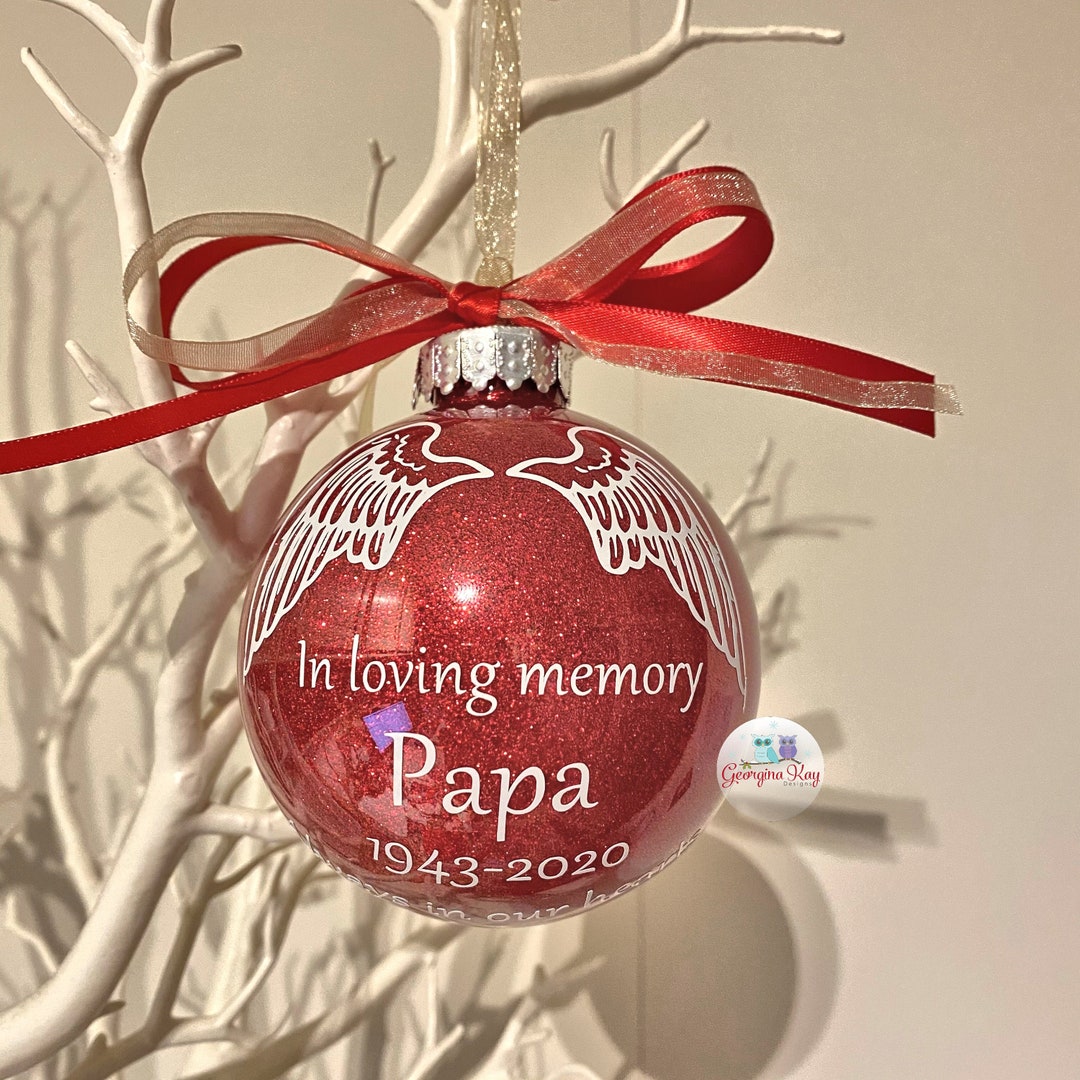 Personalised Memorial Bauble, Special Memory Bauble, Wings Christmas ...