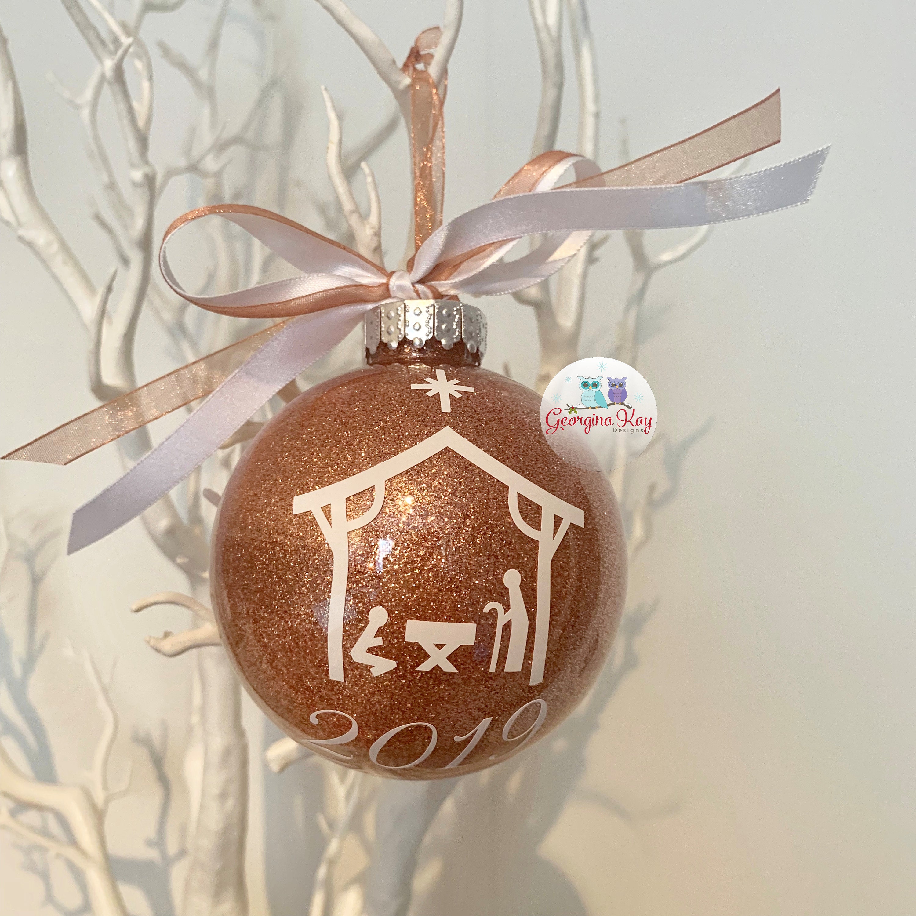 Nativity Scene Christmas Bauble, Church Christmas Decoration ...