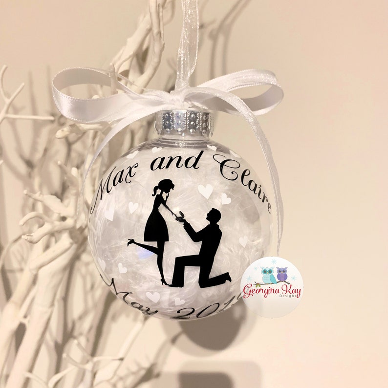 Personalised Engagement Christmas Bauble Gift for Newly Weds - Etsy UK