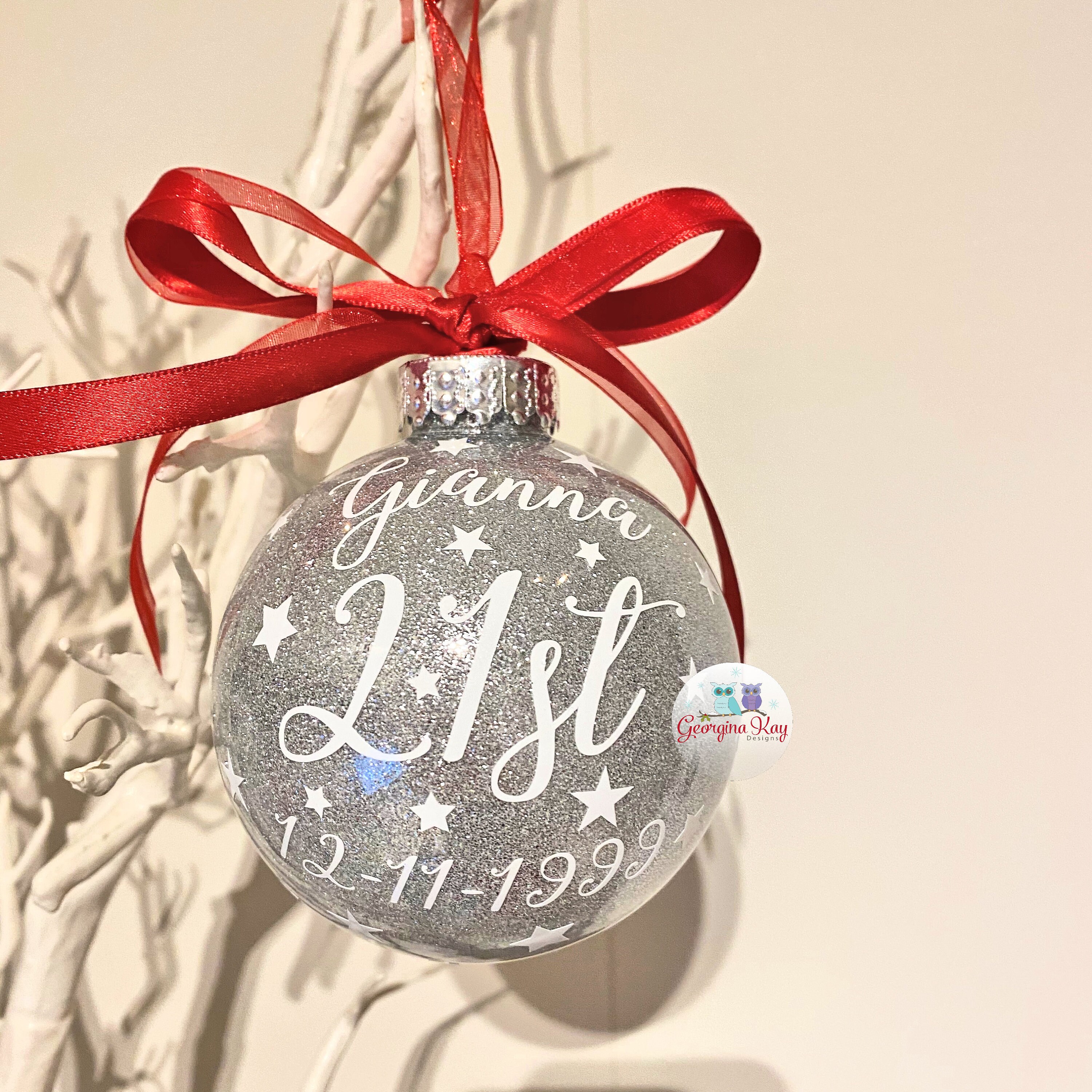 Personalised Birthday Bauble 40th, 21st, 18th, 16th, 50th, 70th, 30th ...