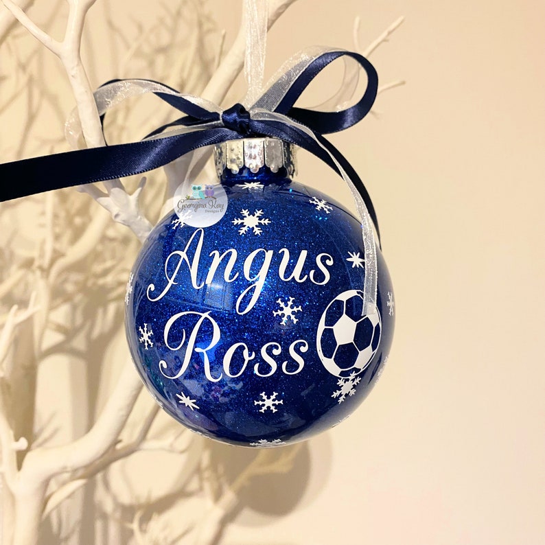 Personalised Football Bauble, Football Christmas Ornament, Sport ...