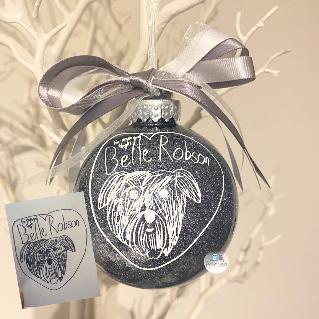 Christmas Bauble, Children's Drawing on a Bauble, Child's Artwork Into ...