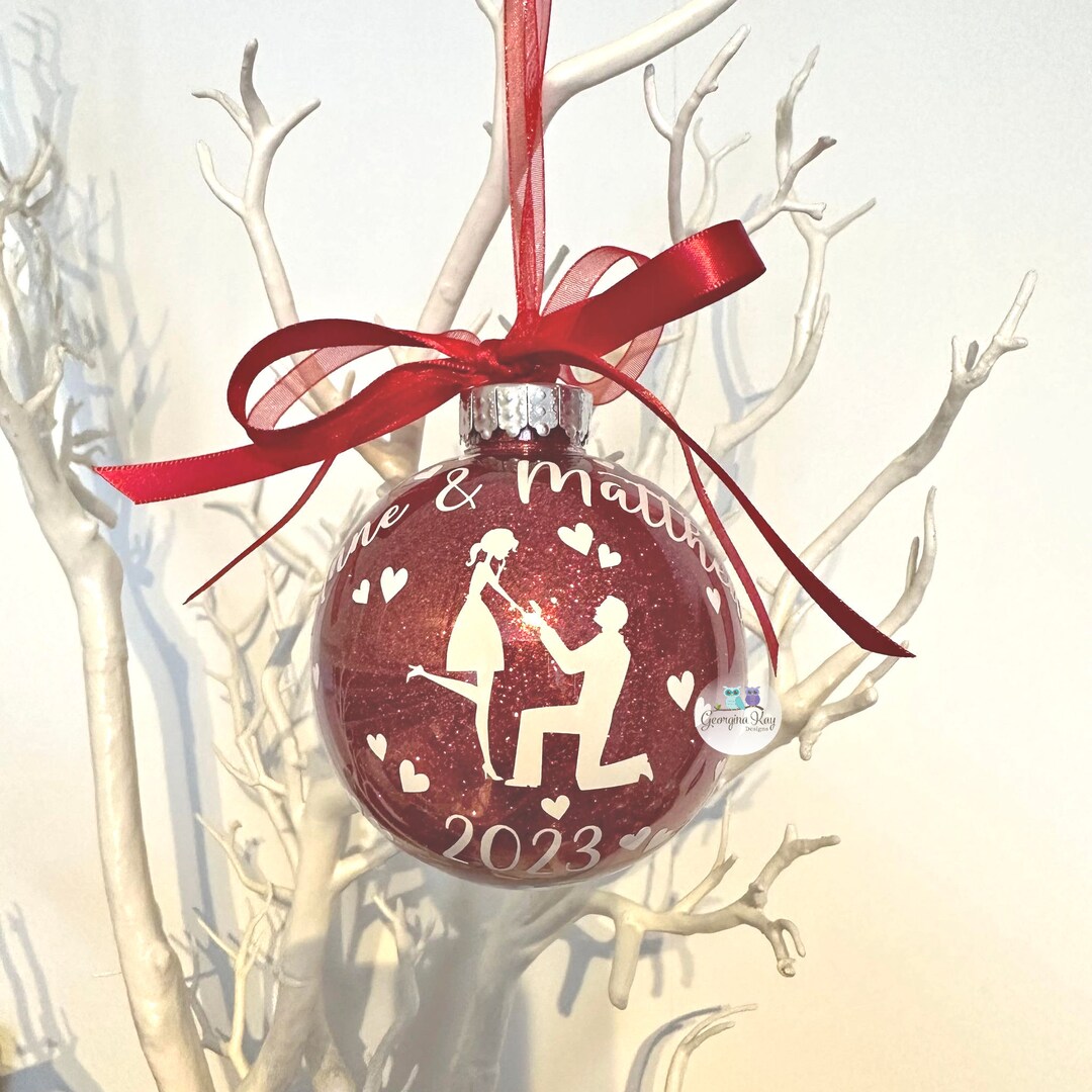 Personalised Engagement Bauble, Engagement Christmas Ornament ...