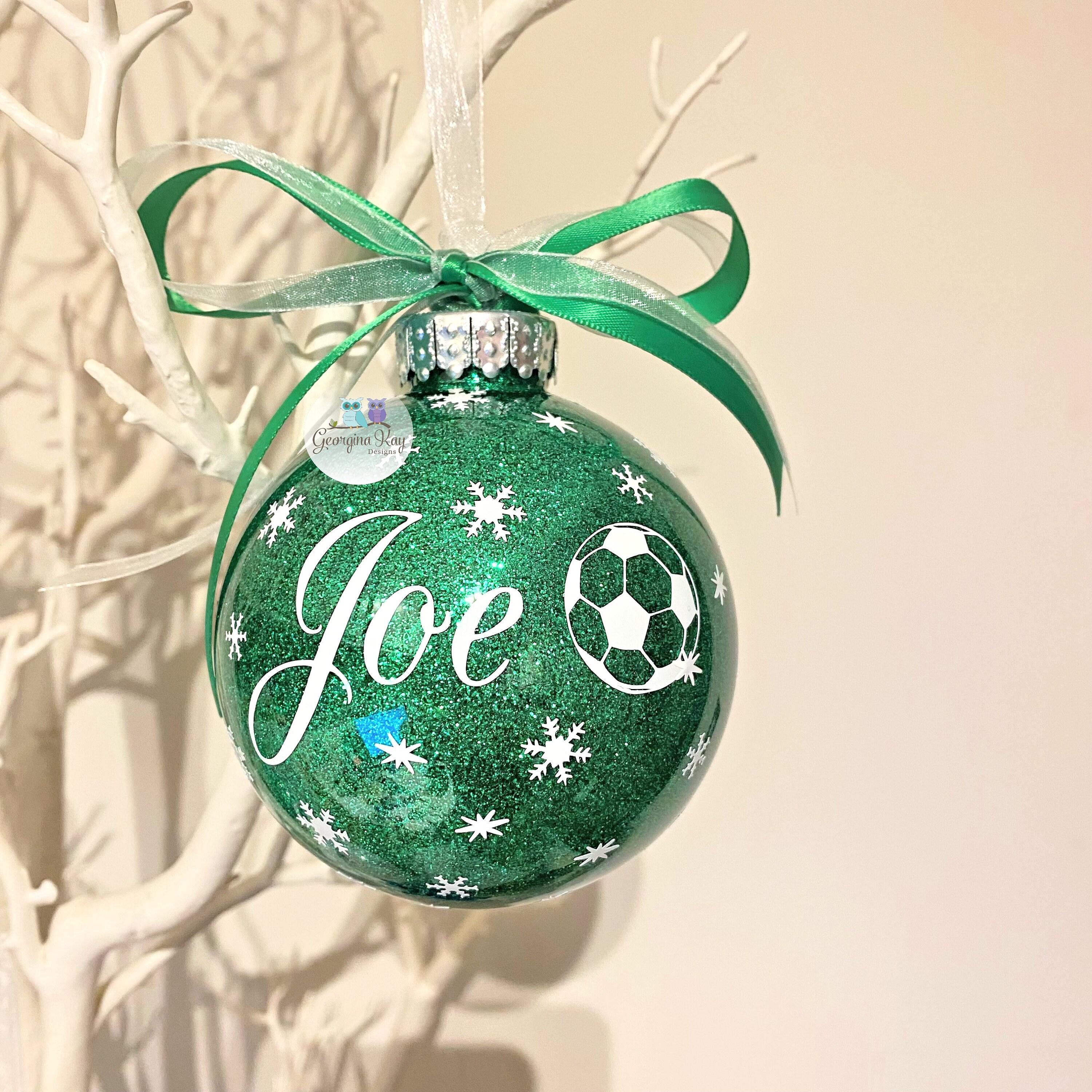 Personalised Football Bauble, Football Christmas Ornament, Sport ...