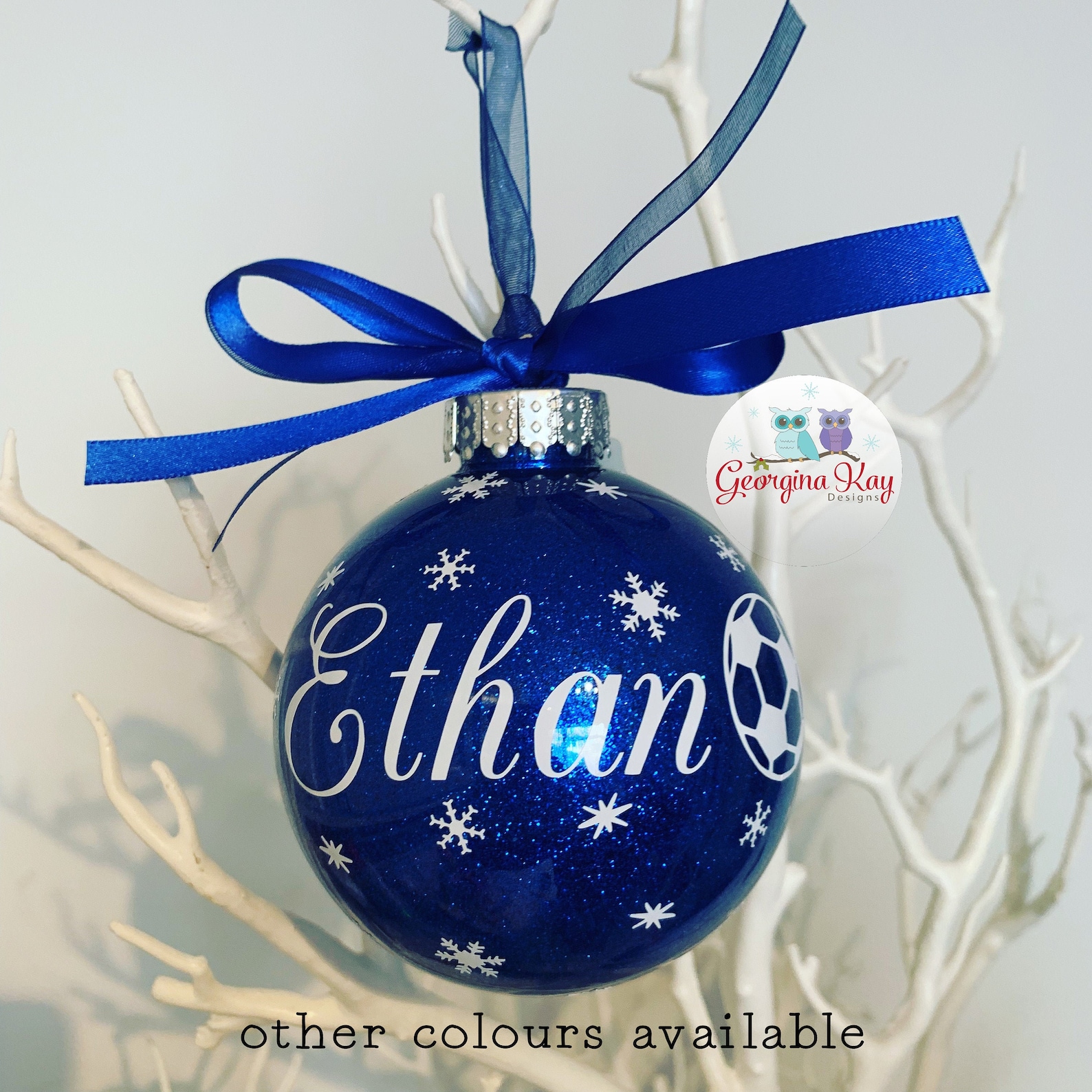 Personalised Football Bauble, Football Christmas Ornament, Sport ...