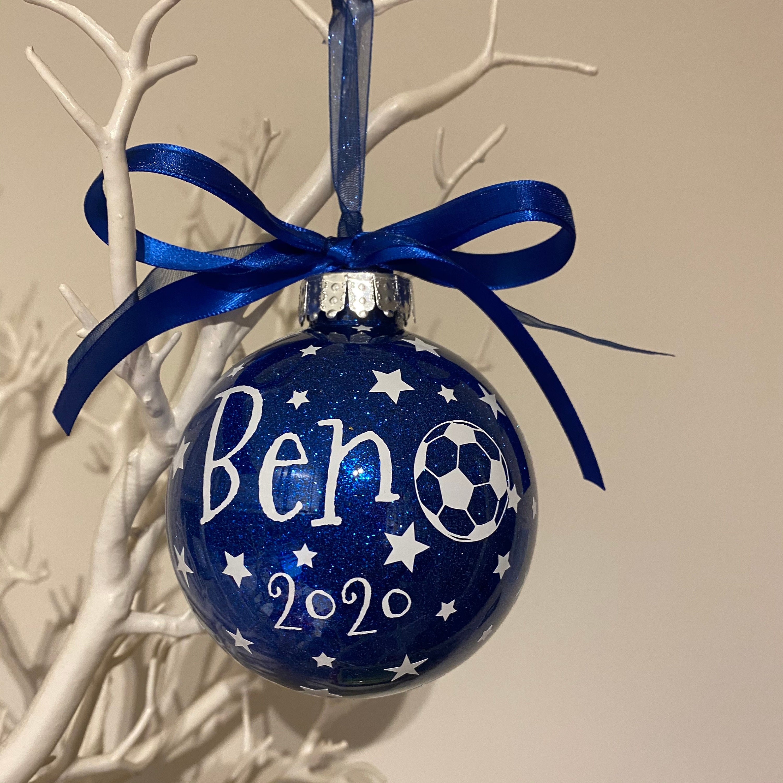 Personalised Football Bauble, Football Christmas Ornament, Sport ...