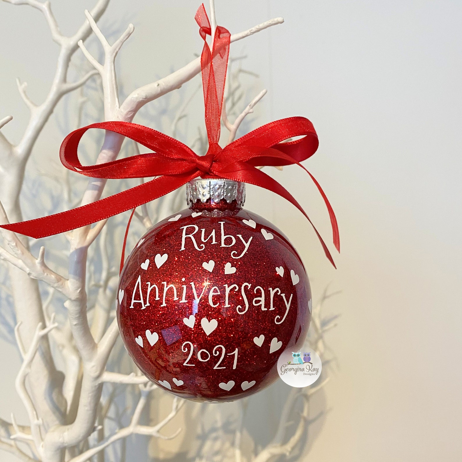 40th Ruby Wedding Anniversary Gift 40th Anniversary Ornament - Etsy UK