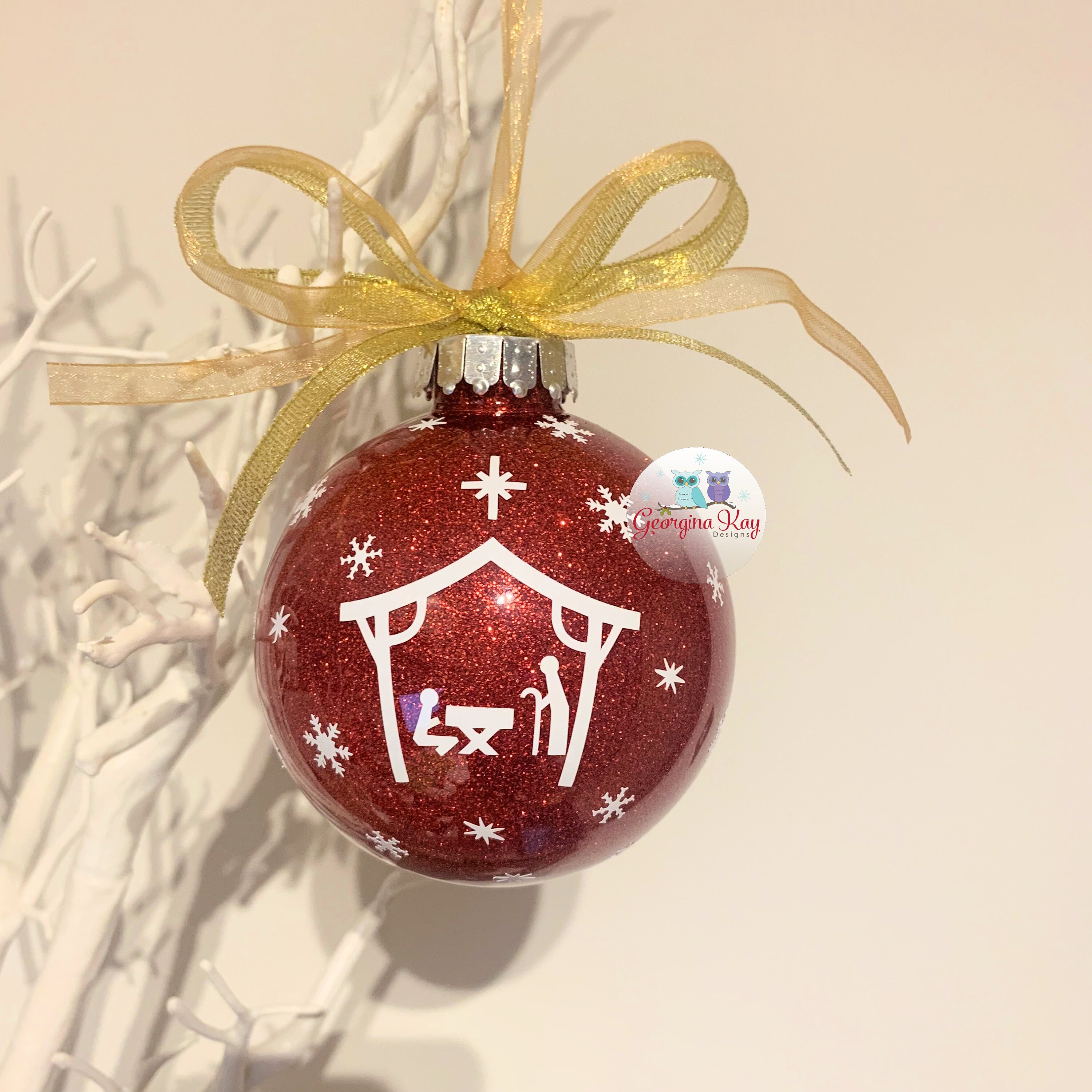 Nativity Scene Christmas Bauble, Church Christmas Decoration ...