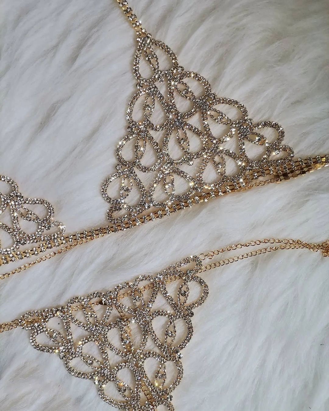 Rhinestone Crystal Bra Chain Set Luxurious Lingerie Lux Partywear - Etsy