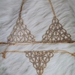 Rhinestone Crystal Bra Chain Set Luxurious Lingerie Lux Partywear - Etsy