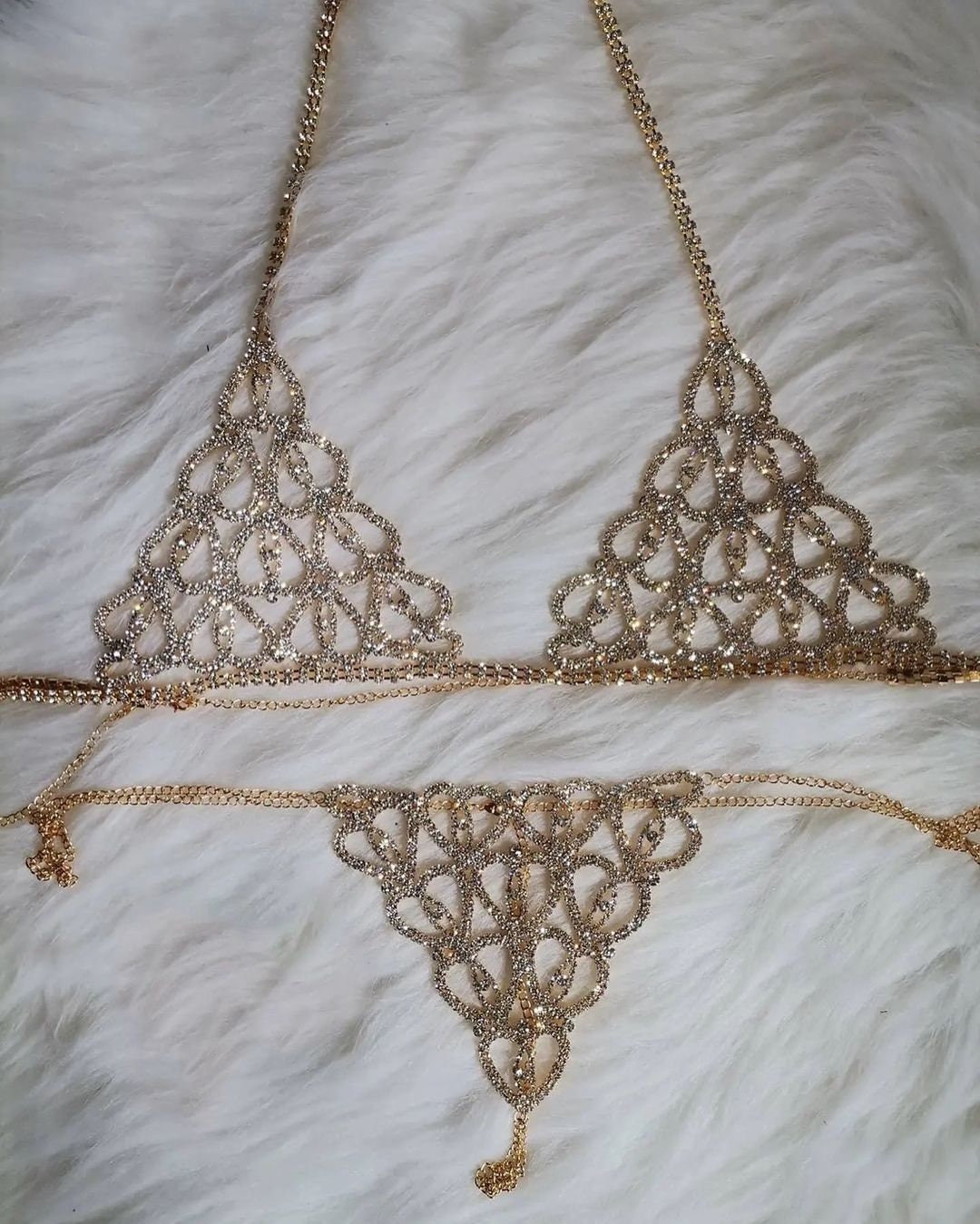 Rhinestone Crystal Bra Chain Set Luxurious Lingerie Lux Partywear - Etsy
