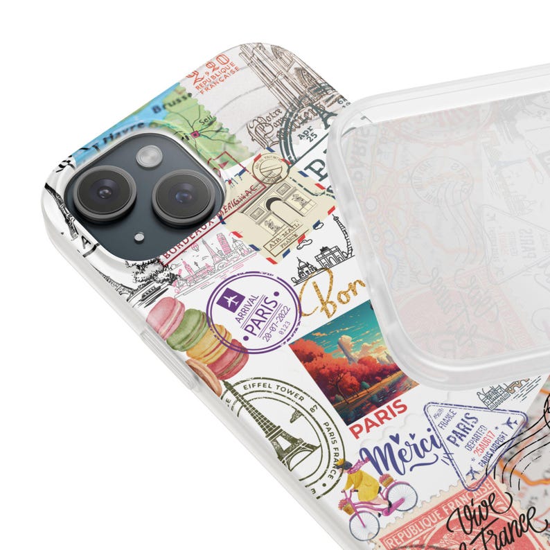 Paris Phone Case French Stamp Collage iPhone Case for Birthday Best ...
