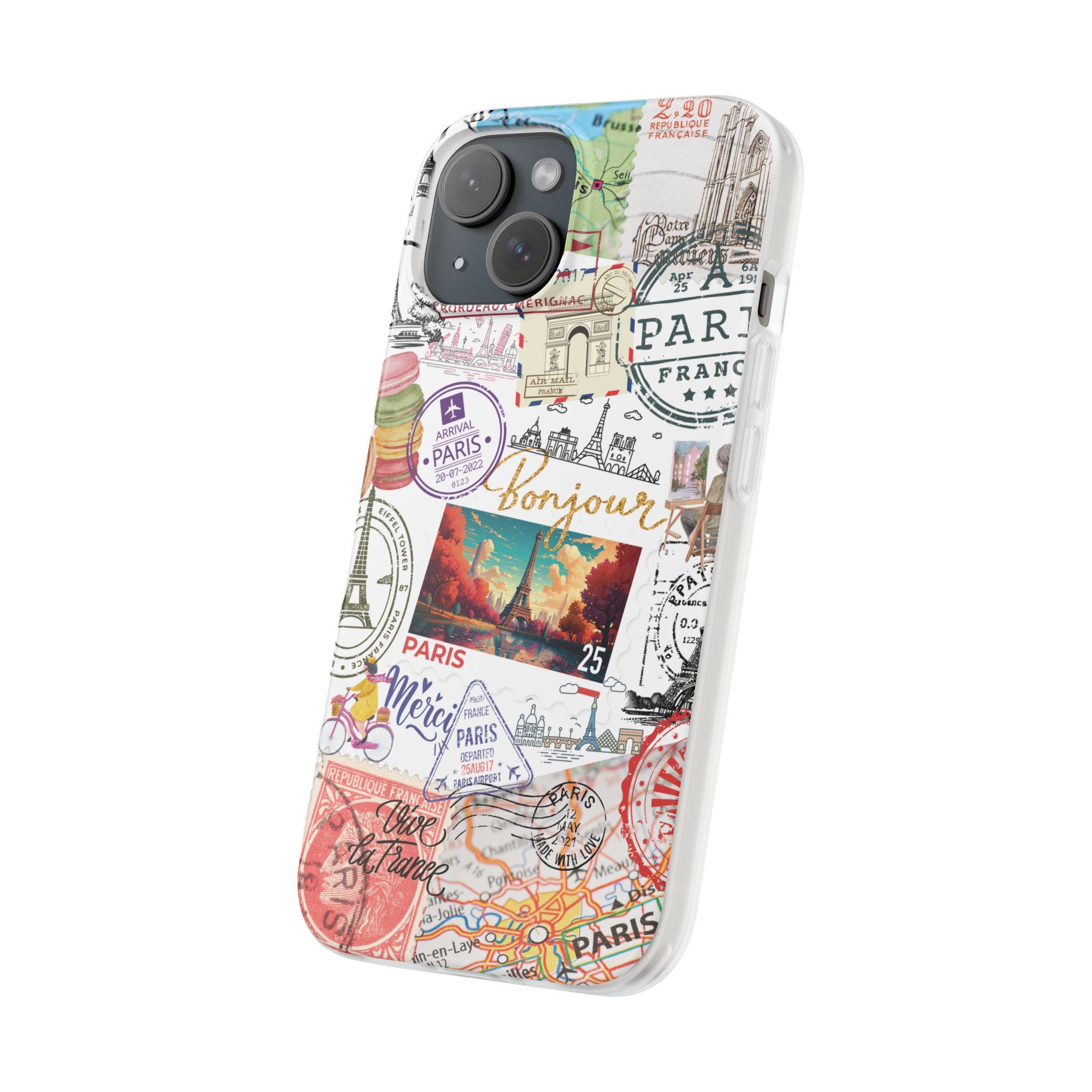 Paris Phone Case French Stamp Collage iPhone Case for Birthday Best ...