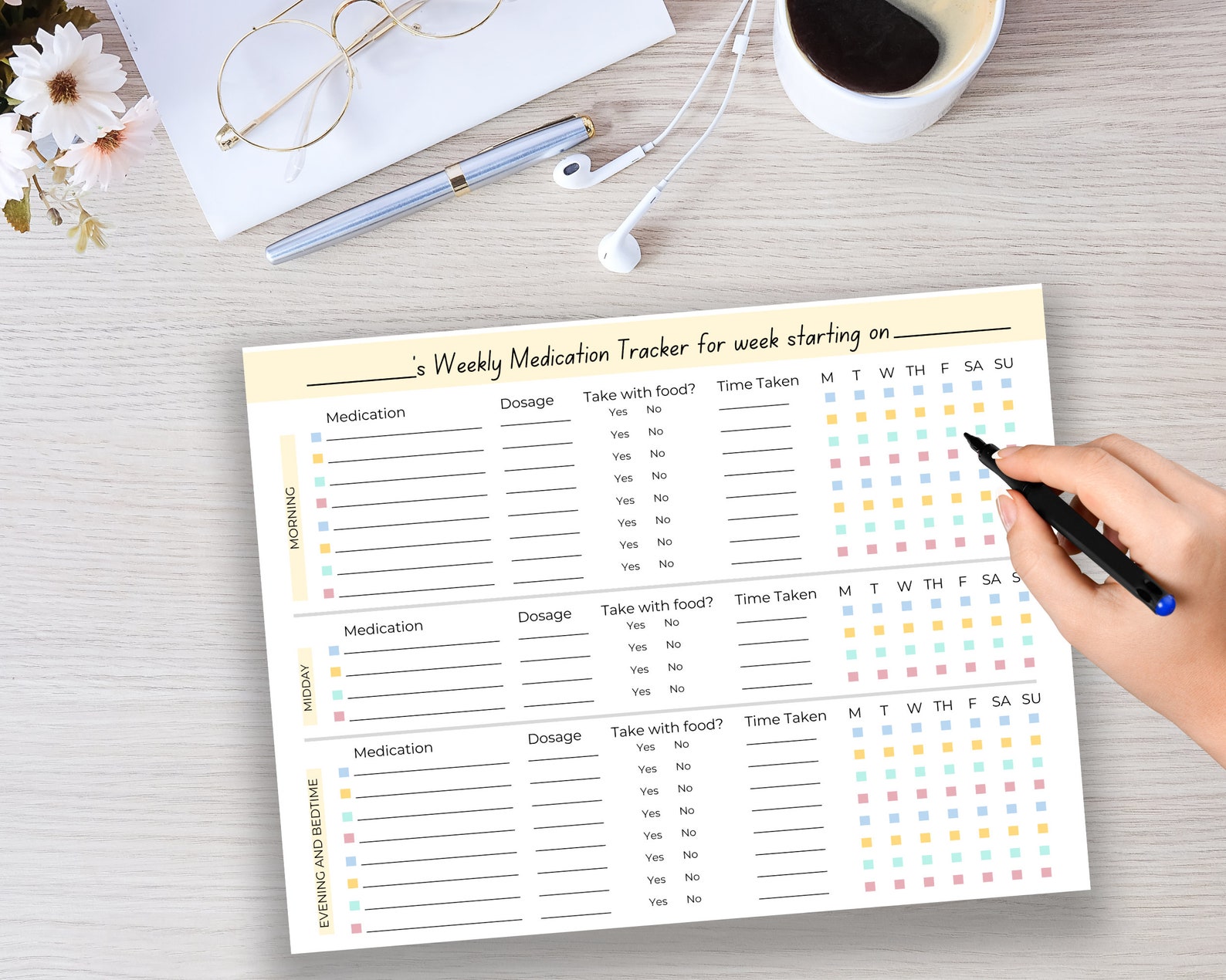 Weekly Medicine Log Printable, Medication Tracker, Medicine Log Sheets ...