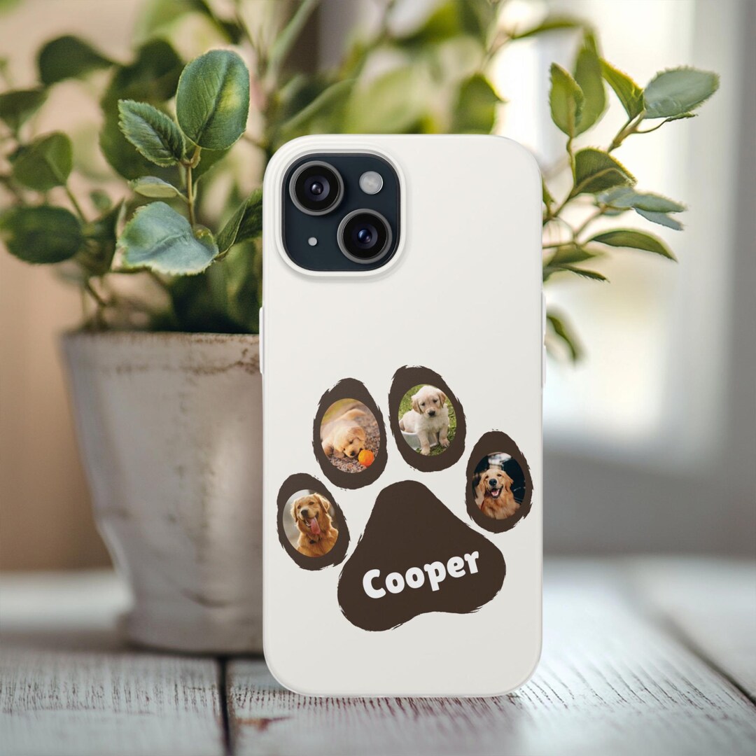 Custom Paw Print Gift Name Dog Phone Case Personalized Dogs Photo Phone ...