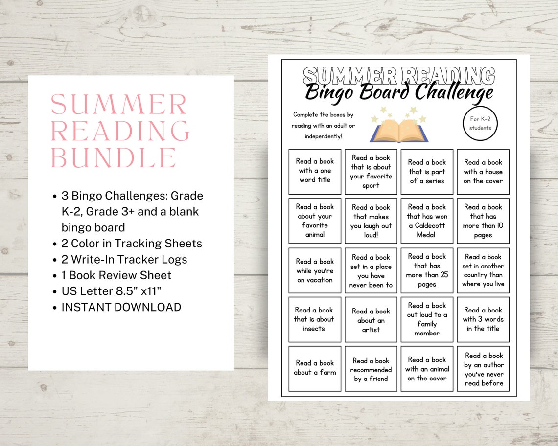 Summer Reading Log Printable, Kids Summer Reading Challenge, Summer ...
