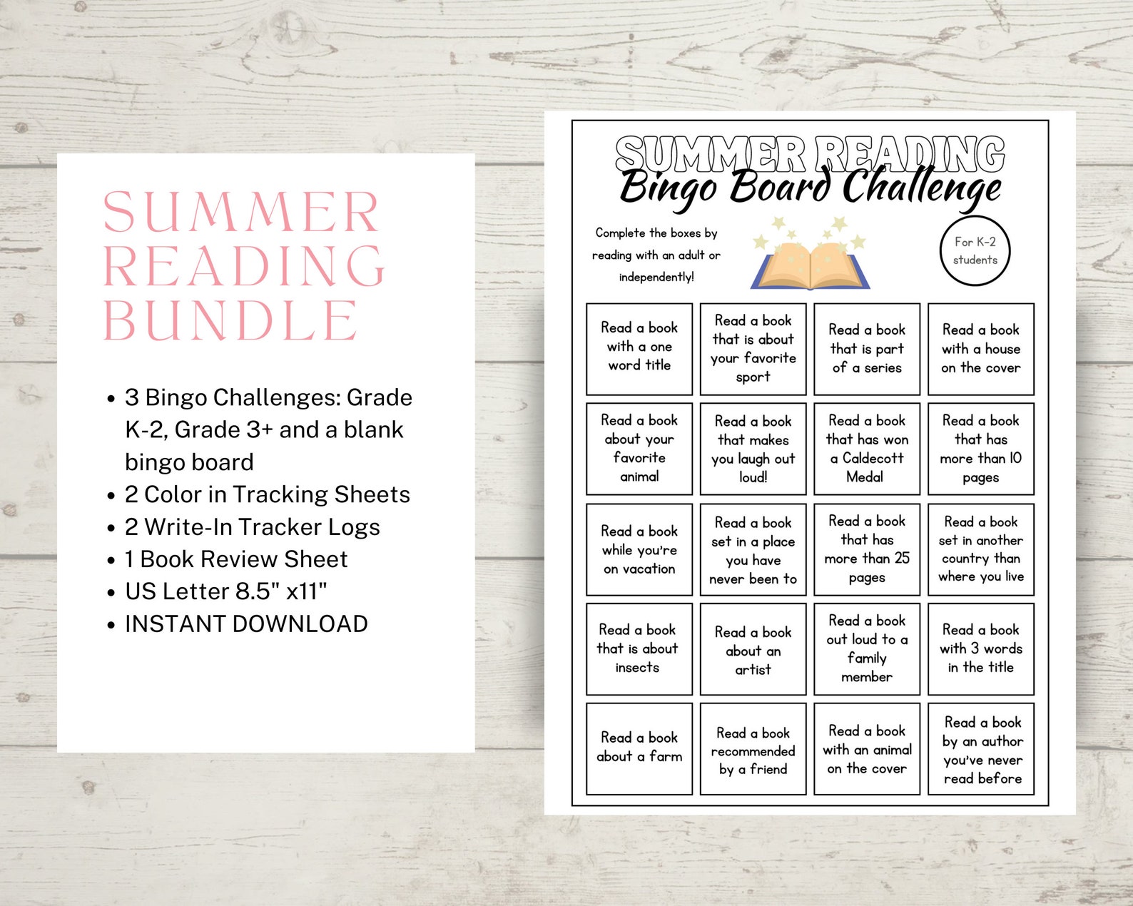 Summer Reading Log Printable, Kids Summer Reading Challenge, Summer ...