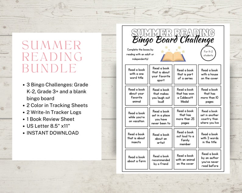 Summer Reading Log Printable, Kids Summer Reading Challenge, Summer ...