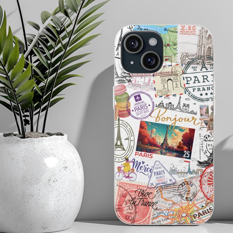 Paris Phone Case French Stamp Collage iPhone Case for Birthday Best ...