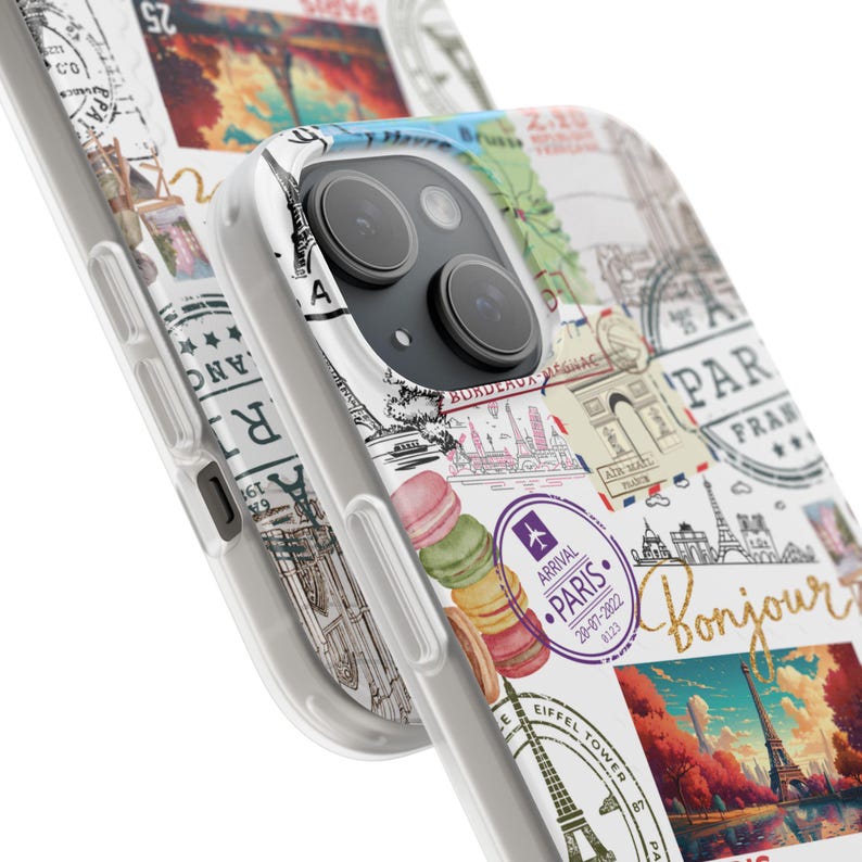 Paris Phone Case French Stamp Collage iPhone Case for Birthday Best ...