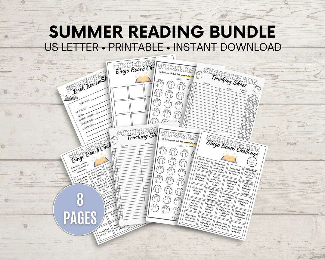 Summer Reading Log Printable, Kids Summer Reading Challenge, Summer ...