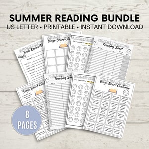 Summer Reading Log Printable, Kids Summer Reading Challenge, Summer ...