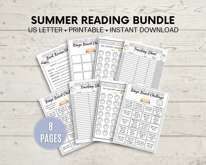 Summer Reading Log Printable, Kids Summer Reading Challenge, Summer ...
