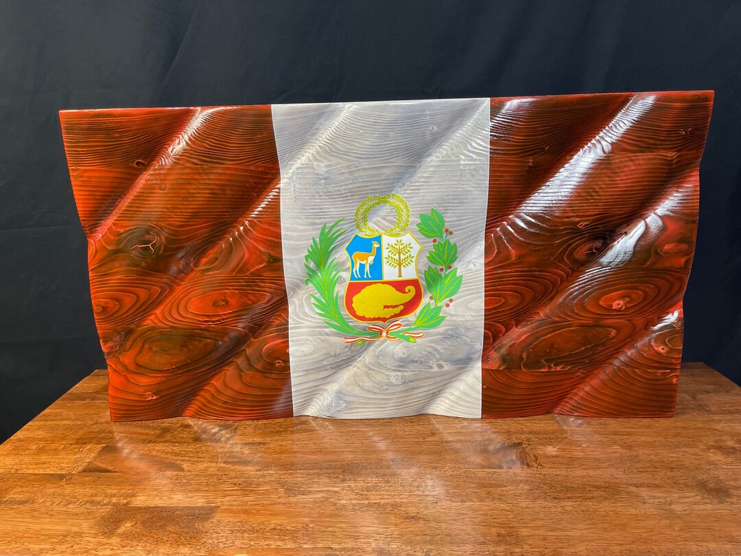 Wavy Rustic Wooden Peruvian Flag, Waving International Flag, Charred ...