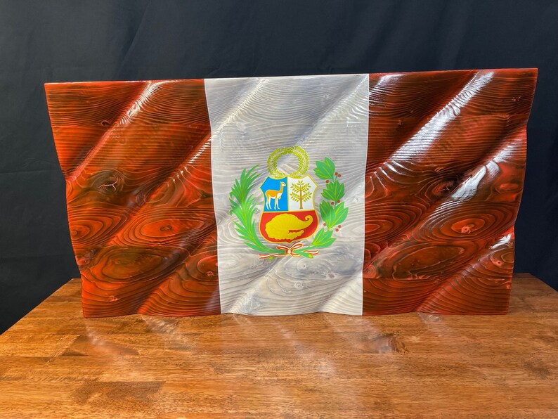 Wavy Rustic Wooden Peruvian Flag, Waving International Flag, Charred ...