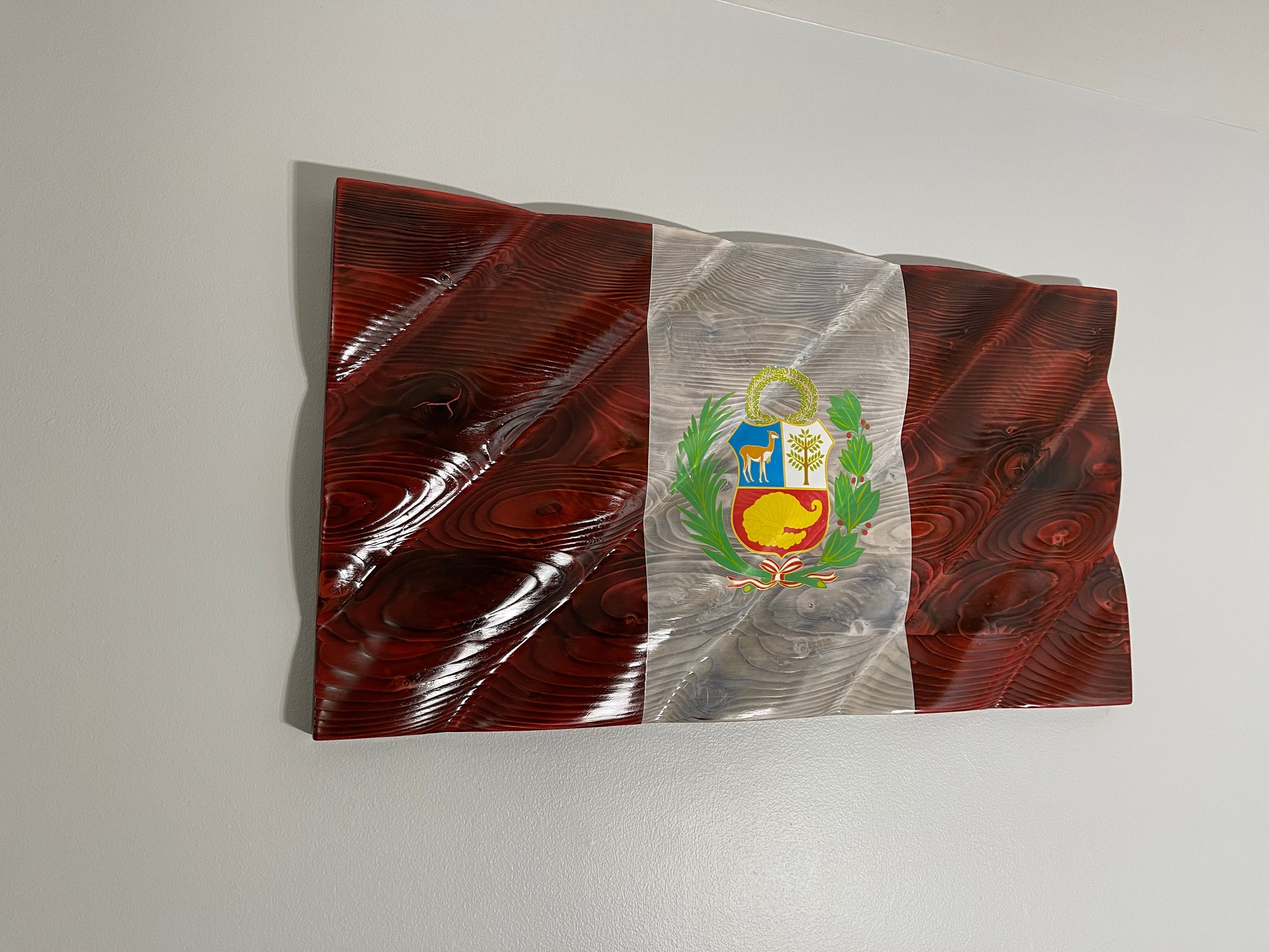 Wavy Rustic Wooden Peruvian Flag, Waving International Flag, Charred ...